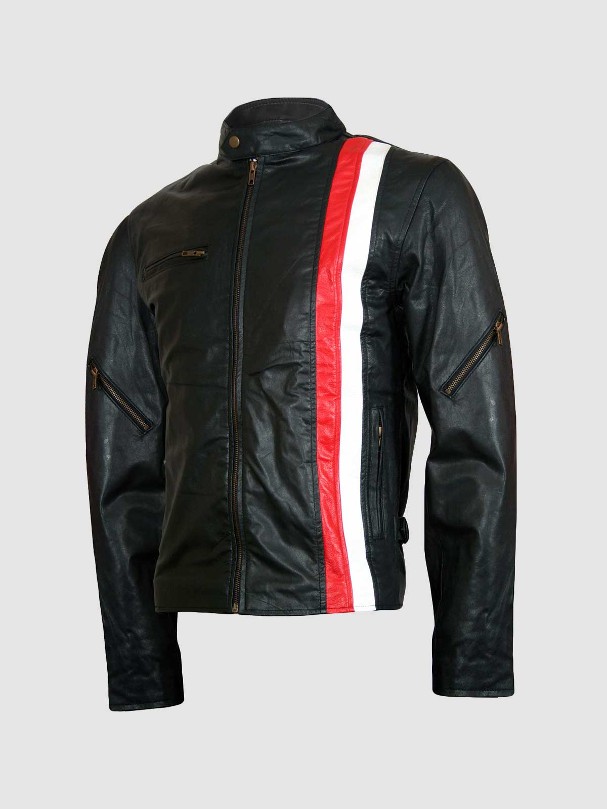Leather Jacket with Stripes | Leather Jacket Master