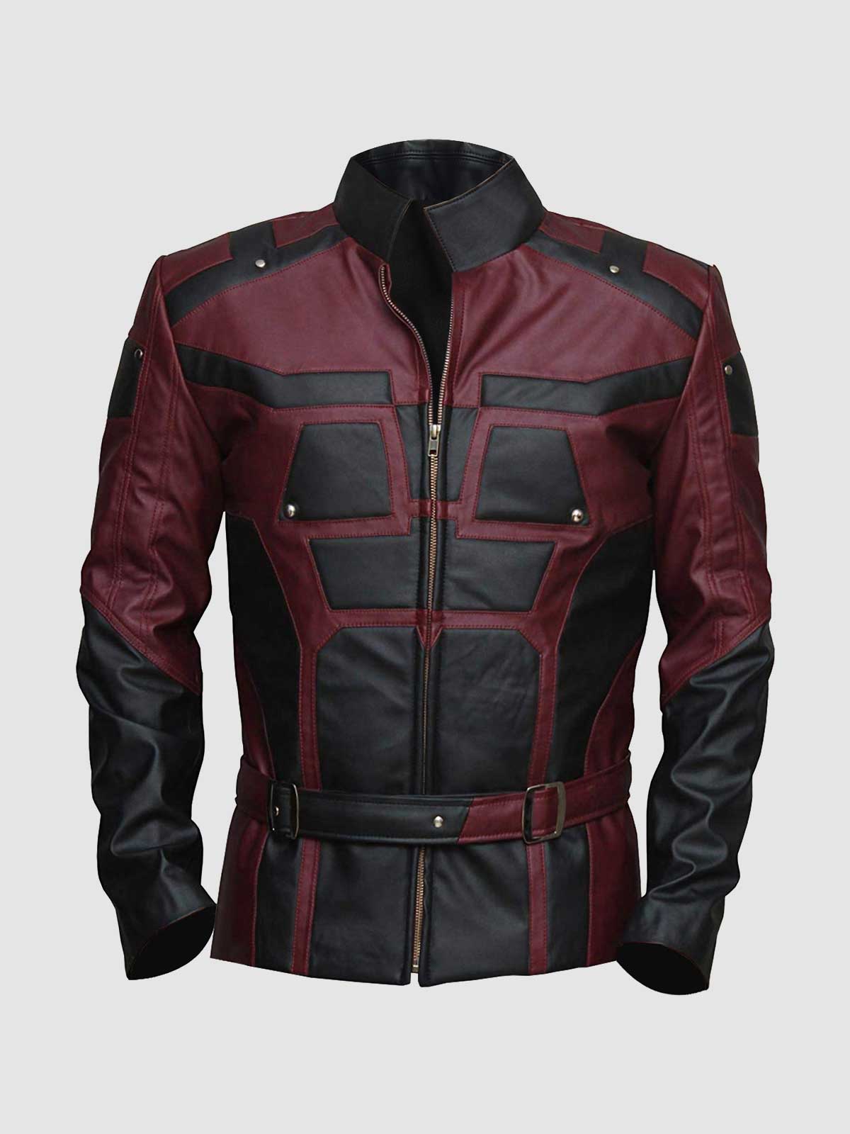 Men's Red & Black Leather Cafe Racer Jacket | Leather Jacket Master