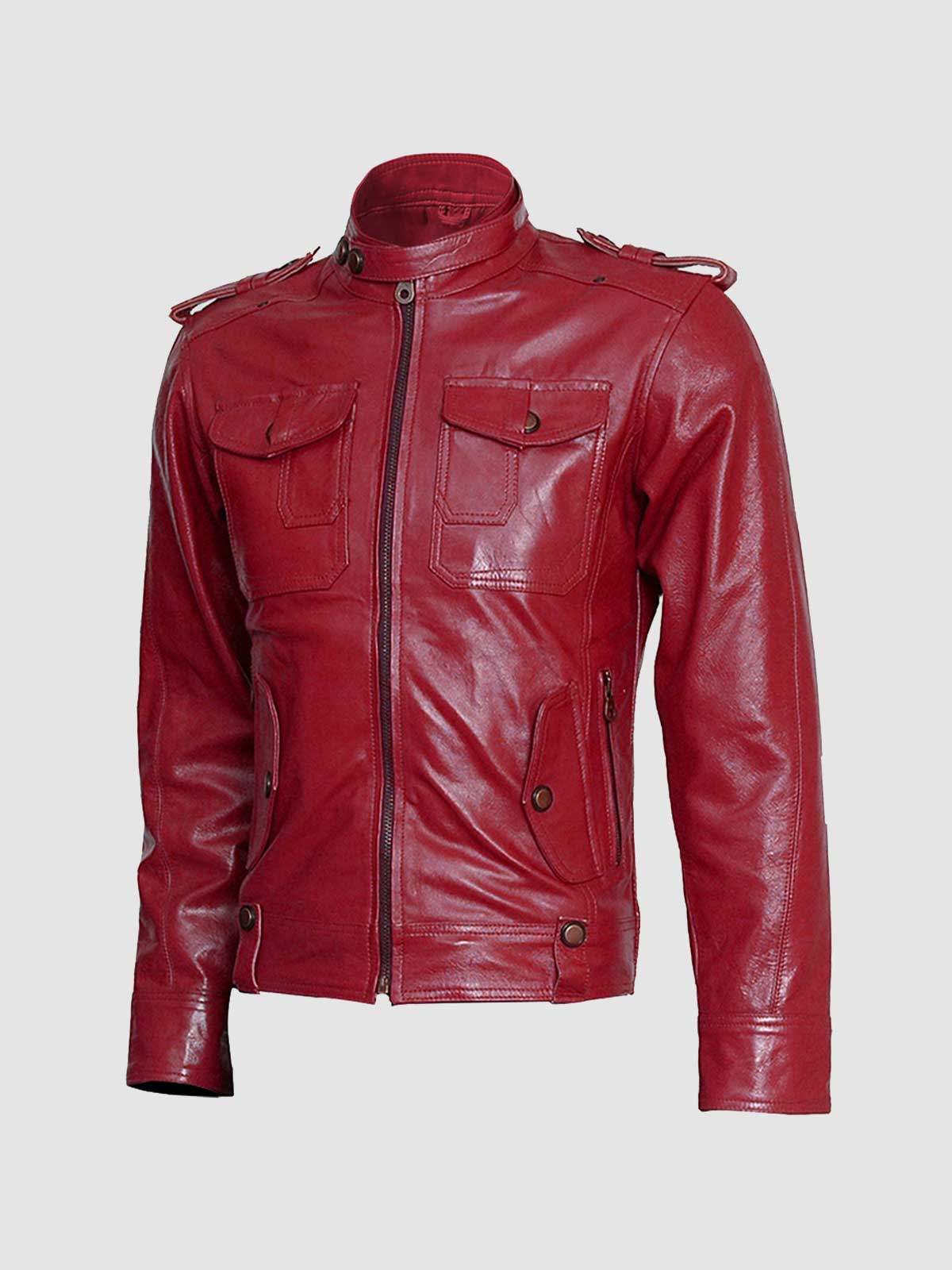 Men's Maroon Leather Jacket | Leather Jacket Master